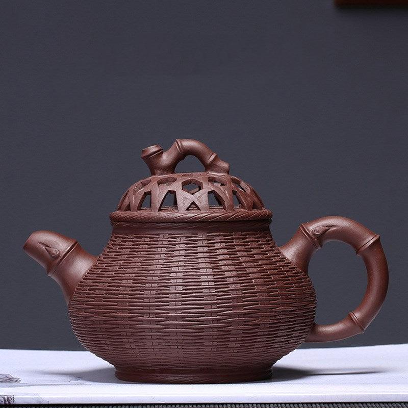 Purple Clay Teapot - Bamboo Weave Pan Kettle – Yixingteaart